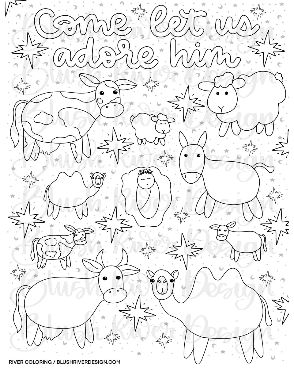 Come Let Us Adore Him - Coloring Page – Blush River Design