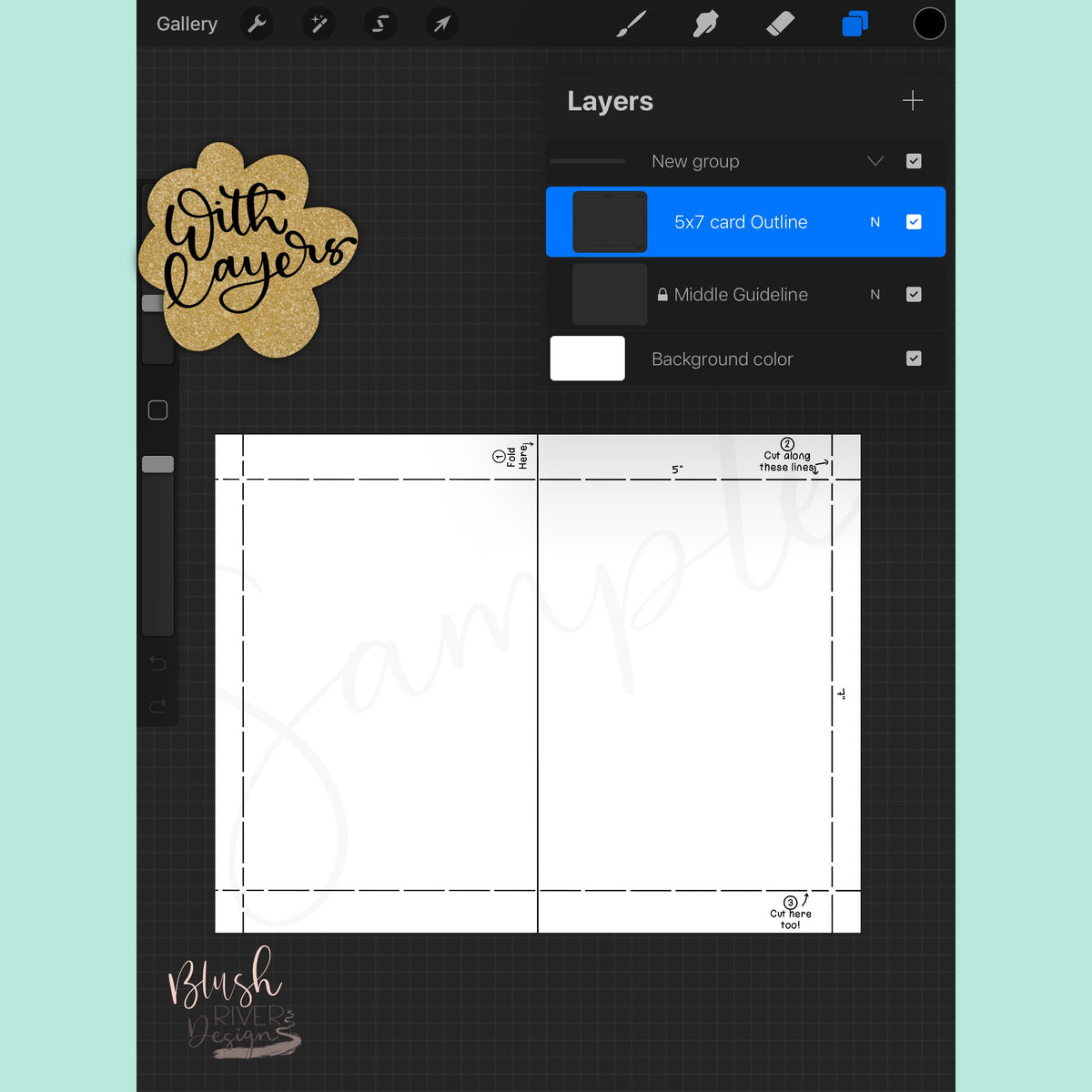 5" x 7" Procreate Card Template – Blush River Design