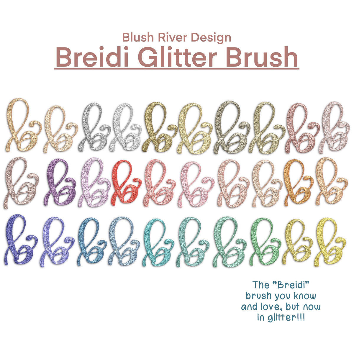 Breidi Glitter Script Procreate Brush – Blush River Design