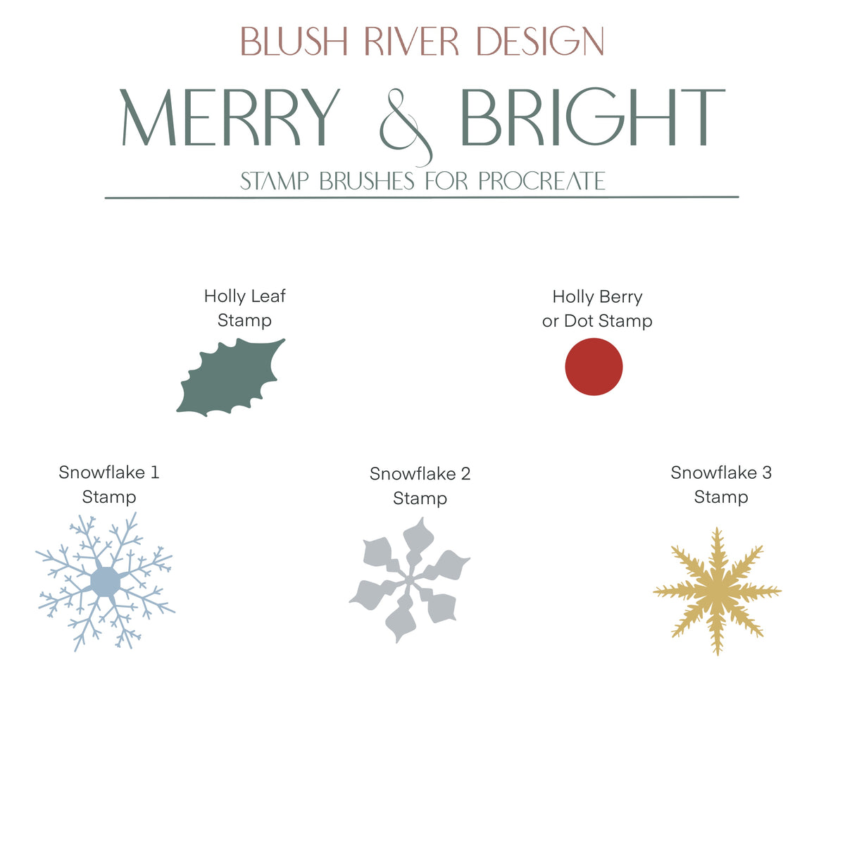 Merry and Bright - Lettering and Stamp brushes for Procreate – Blush ...