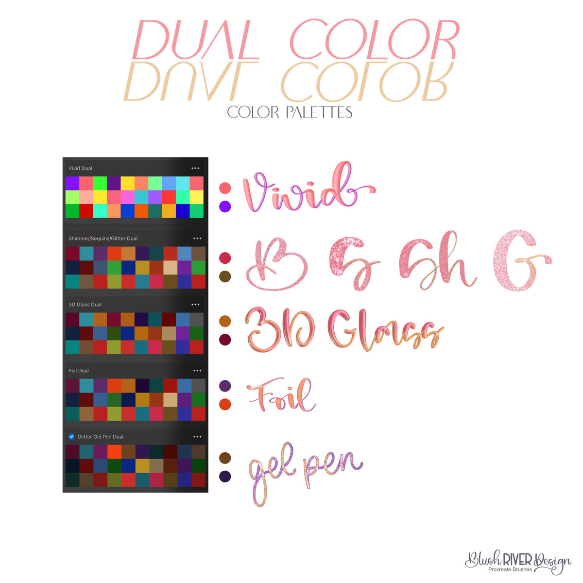 Dual Color Script Procreate Brush Pack – Blush River Design