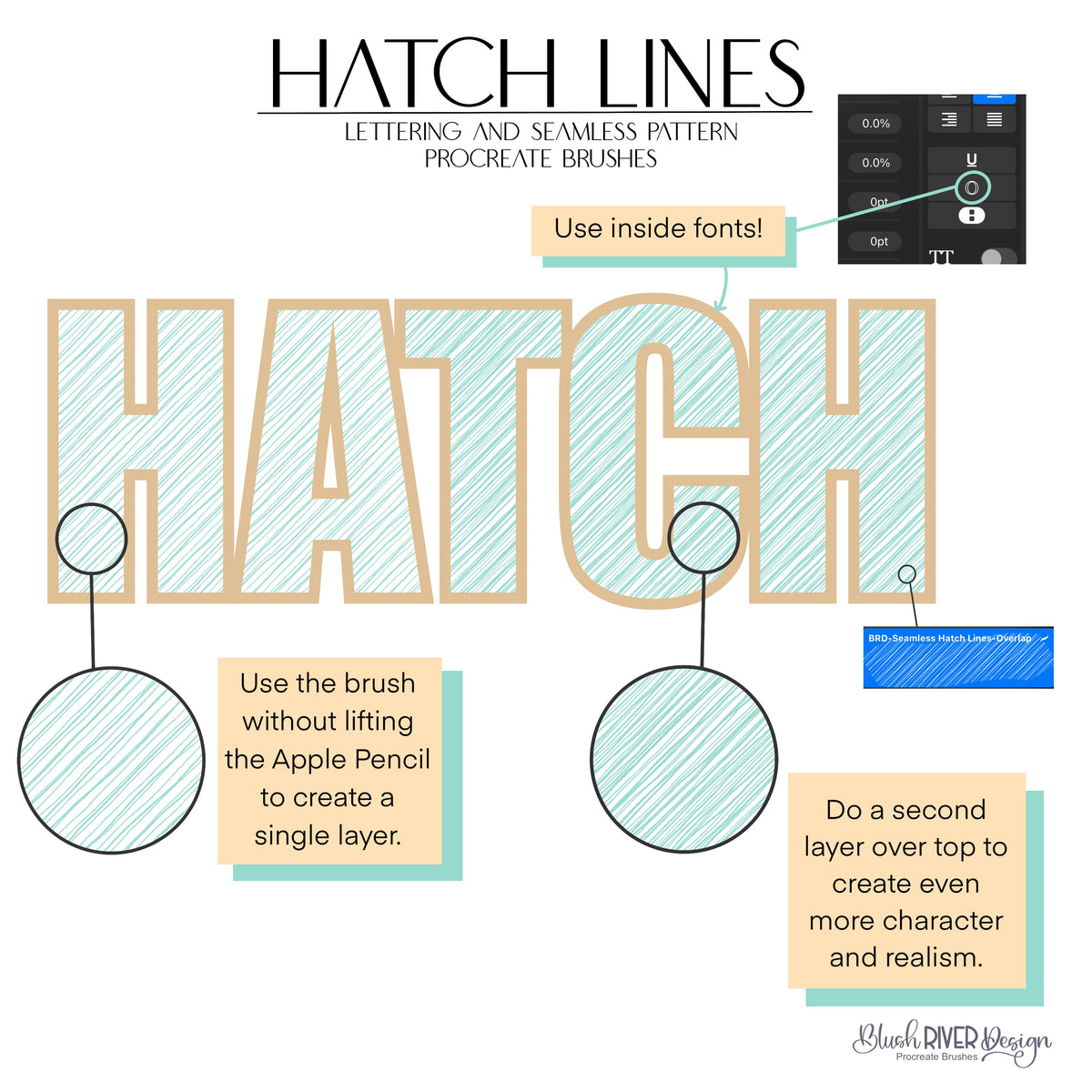 Hatch Lines - Script and Seamless Pattern Procreate Brushes – Blush ...