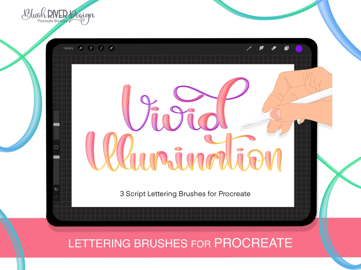 Vivid Illumination Script Procreate Brushes – Blush River Design